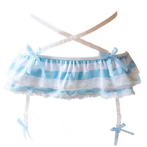 Joyralcos Japanese Striped Panties Bikini Cotton Anime Blue Pink