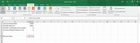 how to calculate present value in excel
