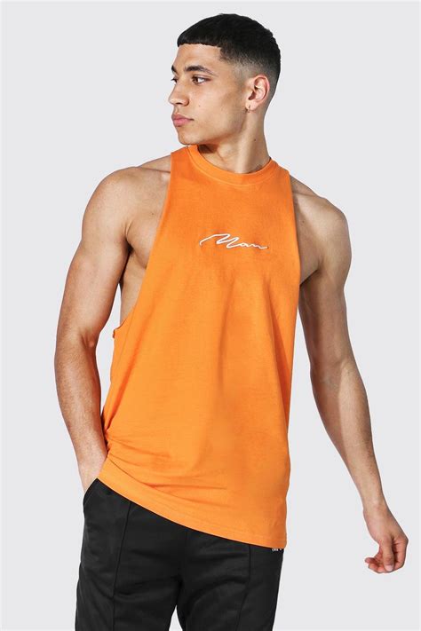 Man Signature Drop Armhole Racer Back Tank Boohoo Uk