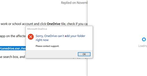 onedrive error sorry onedrive can t add your foler right now