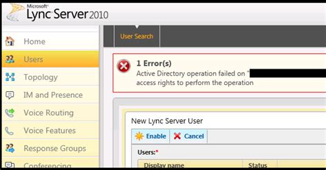 uc administration blog lync server control panel insufficient access