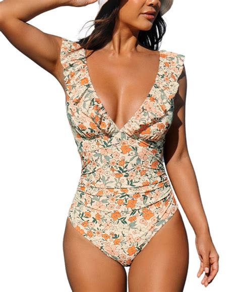 Upc 840346350519 Womens Ruffled Lace Up One Piece Swimsuit