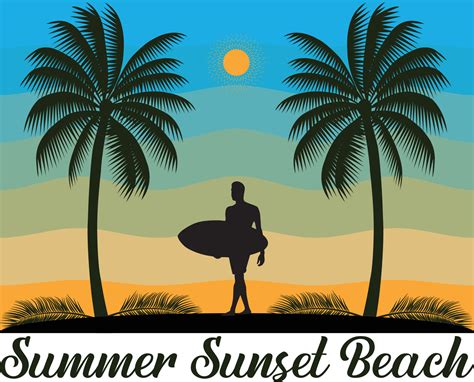 Summer Sunset Beach T Shirt Design 23448510 Vector Art At Vecteezy
