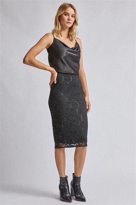 Black Lace Pencil Skirt Dorothy Perkins Uk