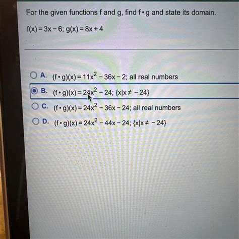 For The Given Functions F And G Find F•g And State Its Domain F X