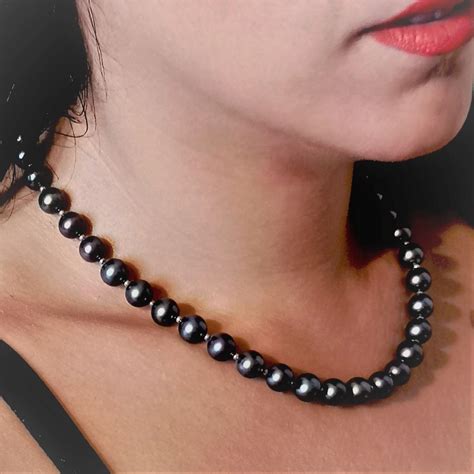 Freshwater Black Pearl Beaded Necklace Wedding Necklace Etsy
