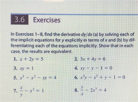solved 3 6 exercises in exercises 1 8 find the derivative