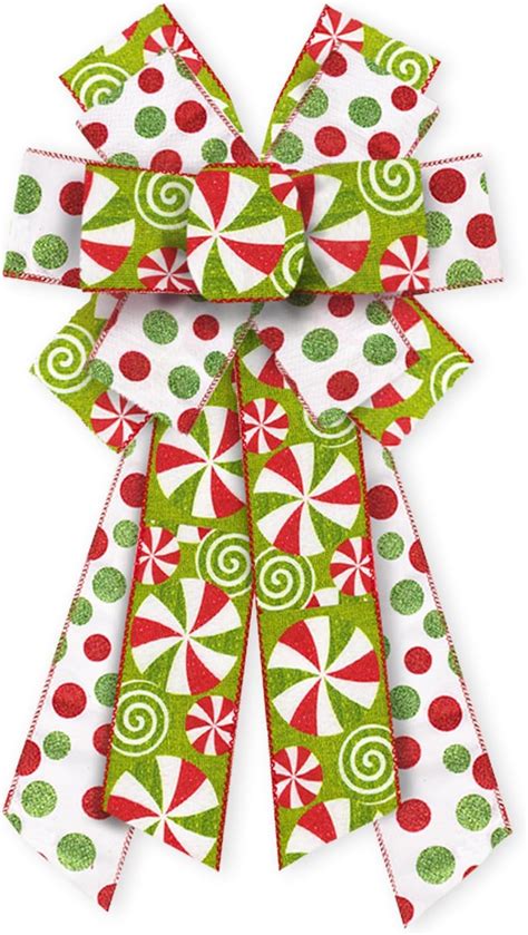Abtols Large Christmas Bows For Wreath Red Green Glitter