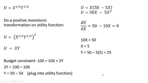 utility maximization the substitution method youtube