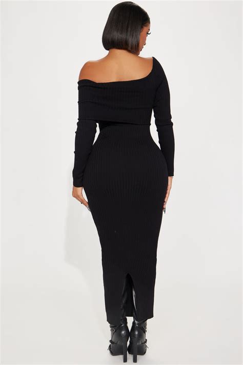 Arya Sweater Maxi Dress Black Fashion Nova