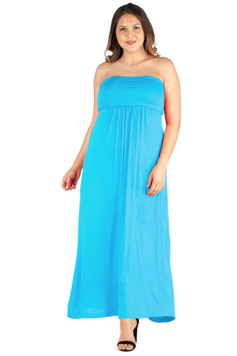 Womens Plus Size Strapless Maxi Dress
