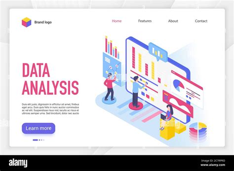 data analysis landing page vector template analytical company website