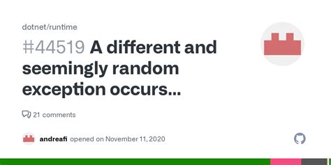 a different and seemingly random exception occurs system