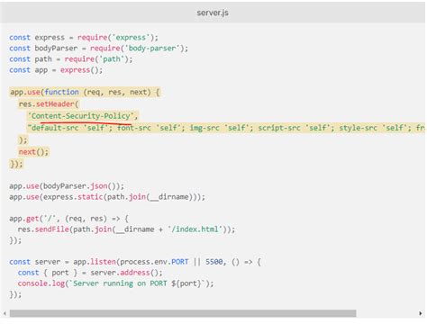 node js adding content security policy to azure web app stack overflow