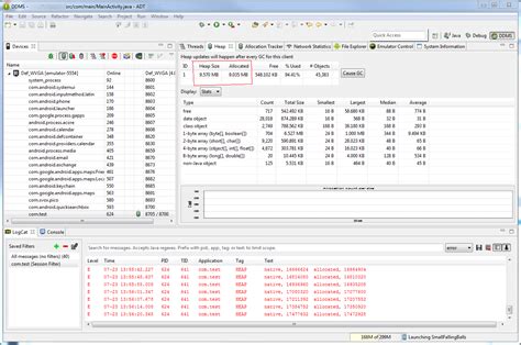 eclipse monitoring heap in java android app stack overflow