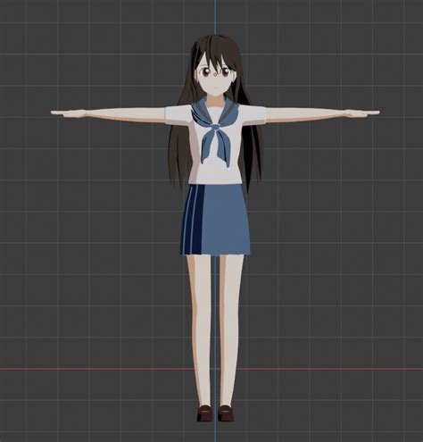 3d Model Anime Girl Blender Vr Ar Low Poly Cgtrader