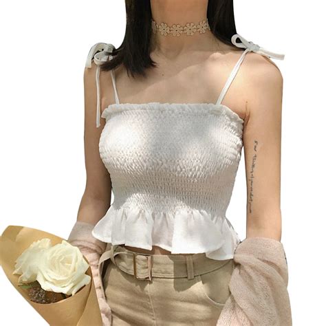 Solid Tie Bow Chiffon Camis Streetwear Tube Top Women Fashion Ruched