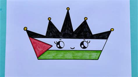 تعليم الرسم للأطفال رسم علم فلسطين رسم فلسطين رسم علم فلسطين في تاج رسم