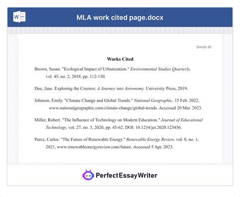 Mla Works Cited Page Formatting Rules With Examples