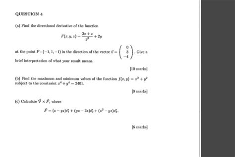 Solved A Find The Directional Derivative Of The Function