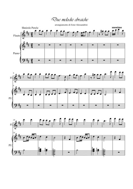 Two Jewish Melodies Flute And Piano By Ester Alessandrini Flute Solo
