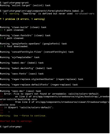 solved getting error upon running grunt esri community