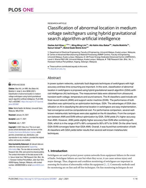 pdf classification of abnormal location in medium voltage switchgears