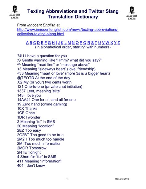 Sex Text Abbreviations – Telegraph