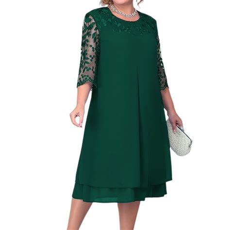 Idopip Plus Size Cocktail Dress For Curvy Women 1 2 Sleeve Floral