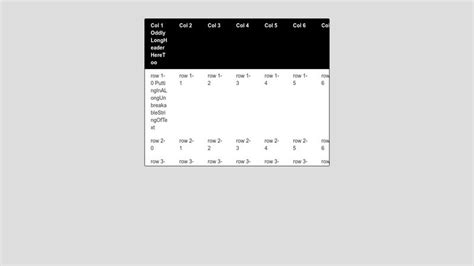 horizontal scrolling table