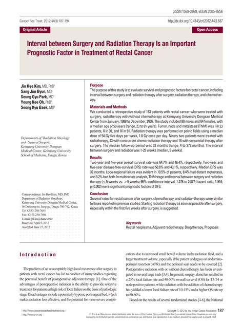 Pdf Interval Between Surgery And Radiation Therapy Is An Important