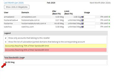 using the view bandwidth usage feature in whm hostarmada