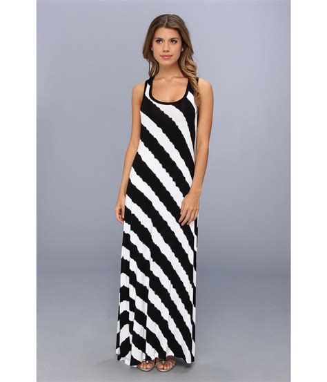 Calvin Klein Black And White Striped Maxi Dress