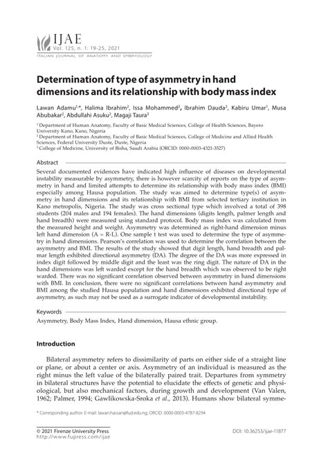 Pdf Determination Of Type Of Asymmetry In Hand Dimensions And Its