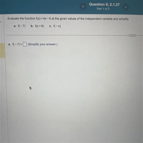 Evaluate The Function F X 4x 6 At The Given Values Of The