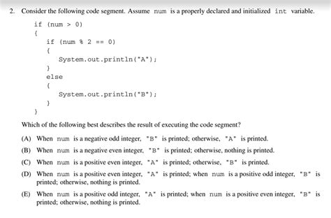 Solved 2 Consider The Following Code Segment Assume Num Is