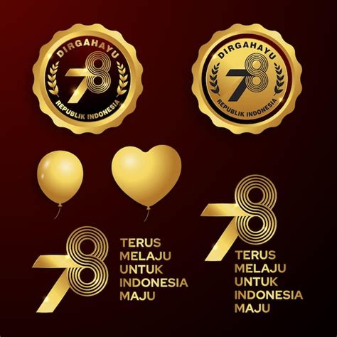 Golden Dirgahayu Ri Ke78 Logo Ou Emblème Design 78e Joyeux Jour De L