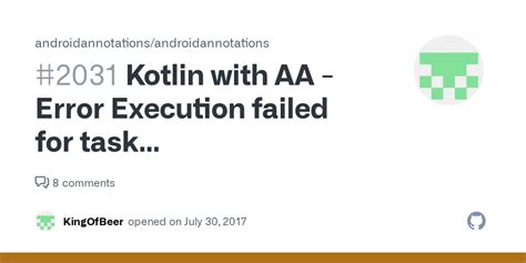 kotlin with aa error execution failed for task app kaptdebugkotlin