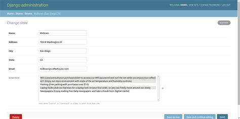 django admin create update delete record options