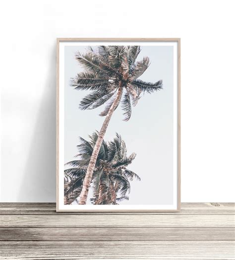 Vintage Palm Tree Print Tropical Beach Wall Art Modern Coastal Decor
