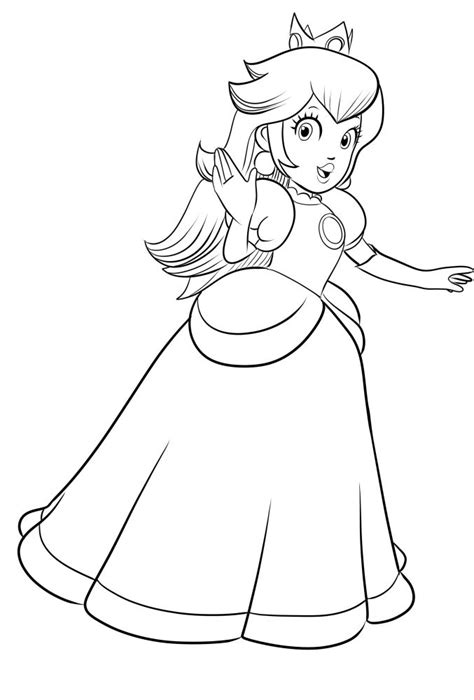 Colorear Princesa Peach 02 De Super Mario Bros