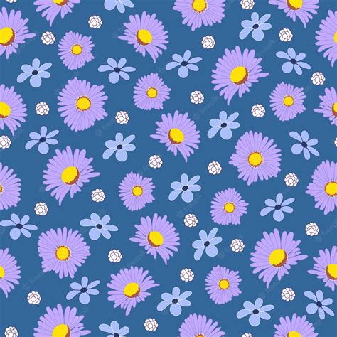 Premium Vector Purple Flowers Seamless Pattern Vector Pattern Design