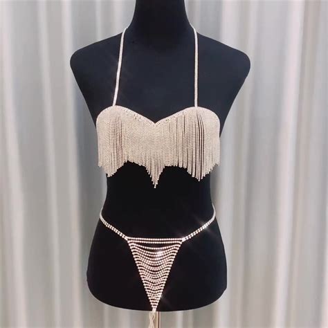 Fashion Women Rhinestone Sexy Shiny Tassel Lady Body Chain Diamante