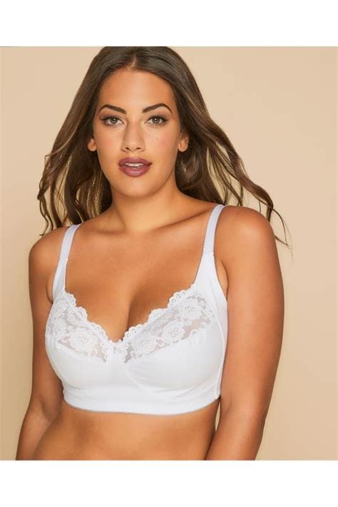 white non wired cotton bra with lace trim best seller