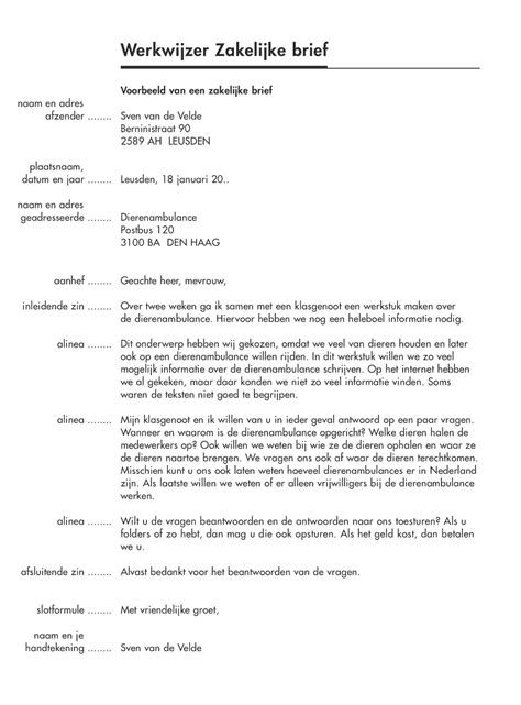 Voorbeeld Van Een Brief
