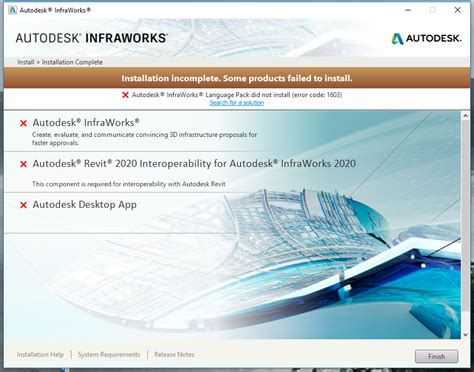 solved problem installing infraworks 2020 autodesk community