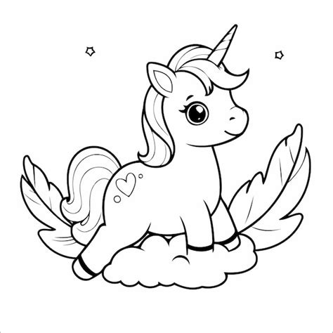 Ilustración Vectorial De Linda Página Para Colorear Unicornio Para