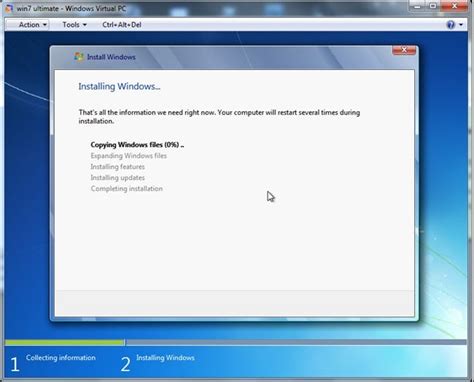 beginner how to use virtual pc to install windows 7 into a virtual machine