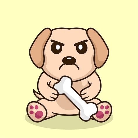 Ilustração Vetorial Premium De Cachorro Fofo Carregando Um Osso Vetor