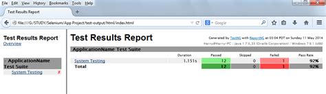 reporting structure in selenium automation framework selenium easy